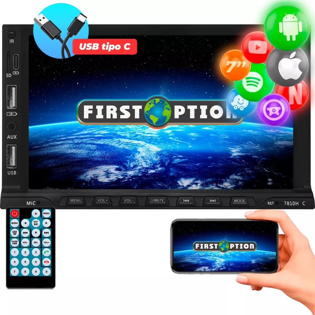 Central Multimídia Universal Mp5 2din Usb Tipo C + Espelhamento Bluetooth fm | Shopee Brasil