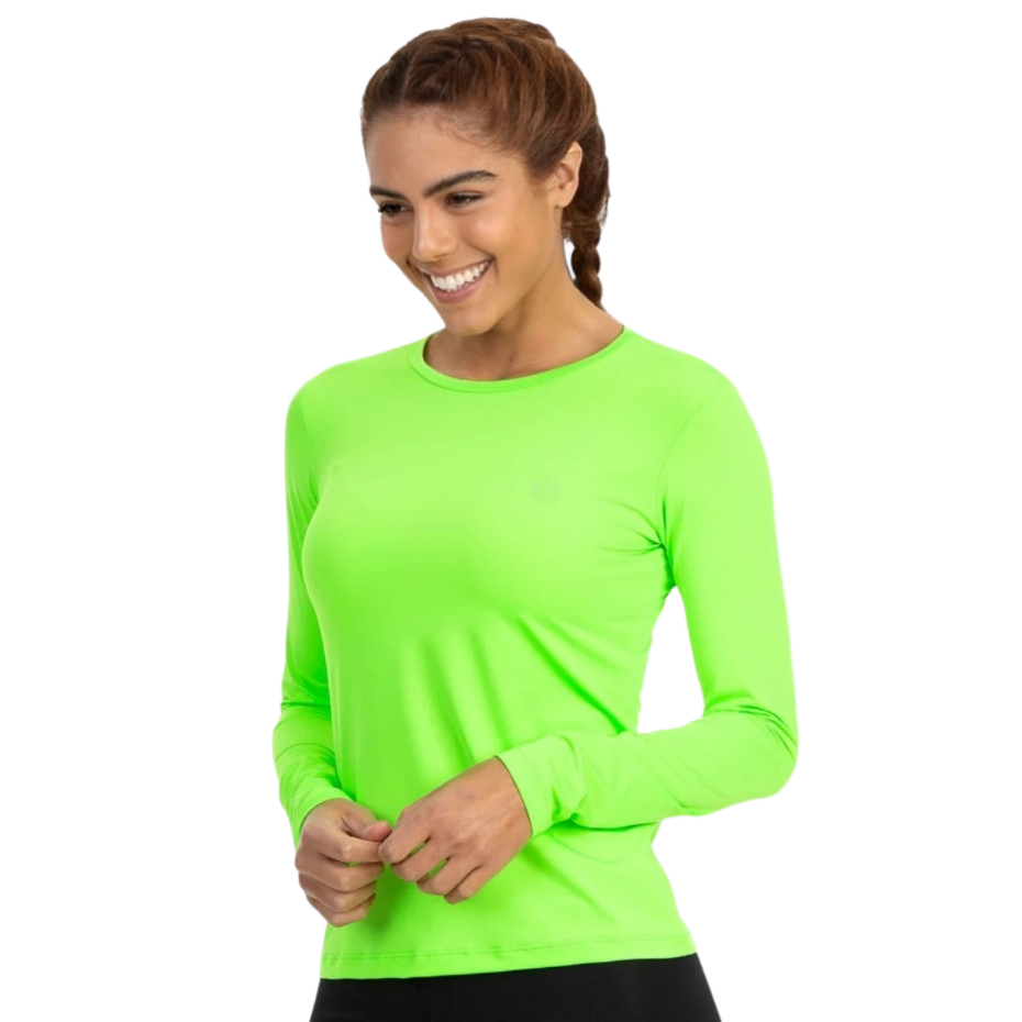 Blusa neon camisa proteção solar uv lisa segunda pele feminina | Shopee ...
