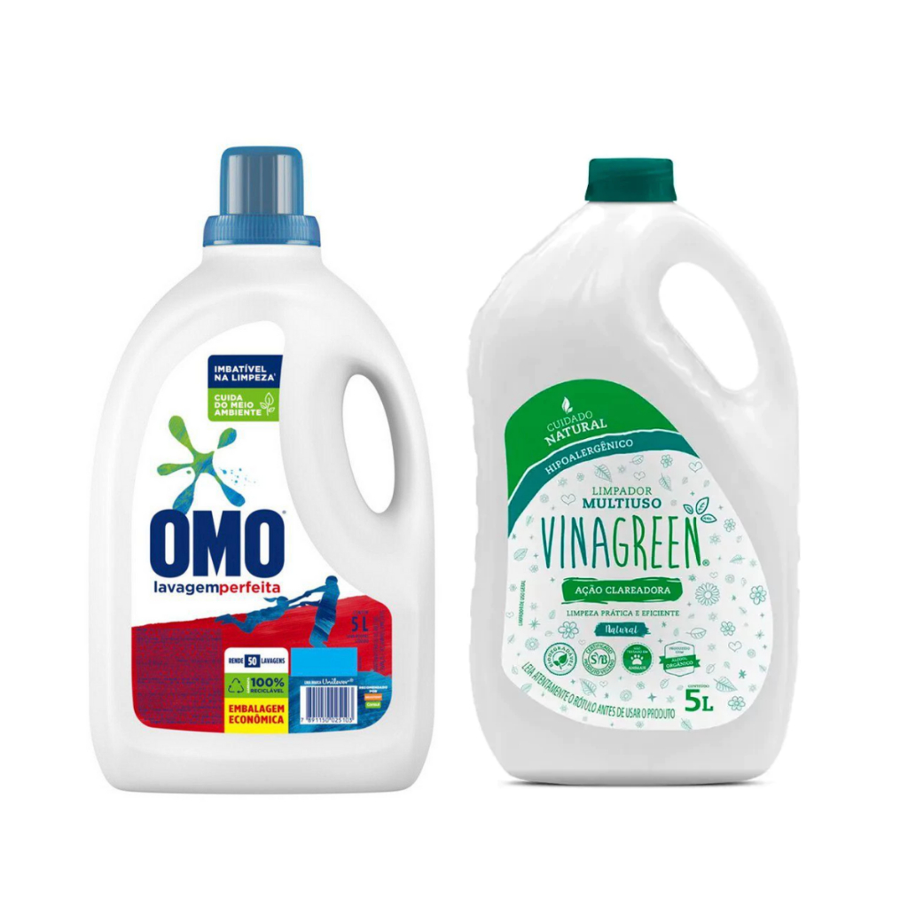 Kit Sabão Lava-Roupas Omo 5L + Limpador Multiuso Vinagreen 5L | Shopee ...