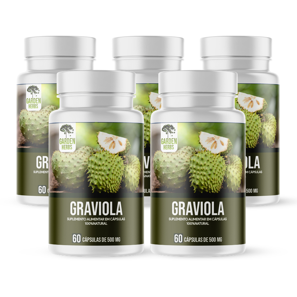 Kit 5 Unidades - Graviola ( Extrato em pó 100% Puro ) 500 Mg - 60 cápsulas | Shopee Brasil
