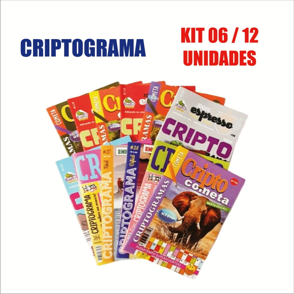 Kit com 06 / 12 / 24 - Revistas Passatempo - Criptograma | Shopee Brasil