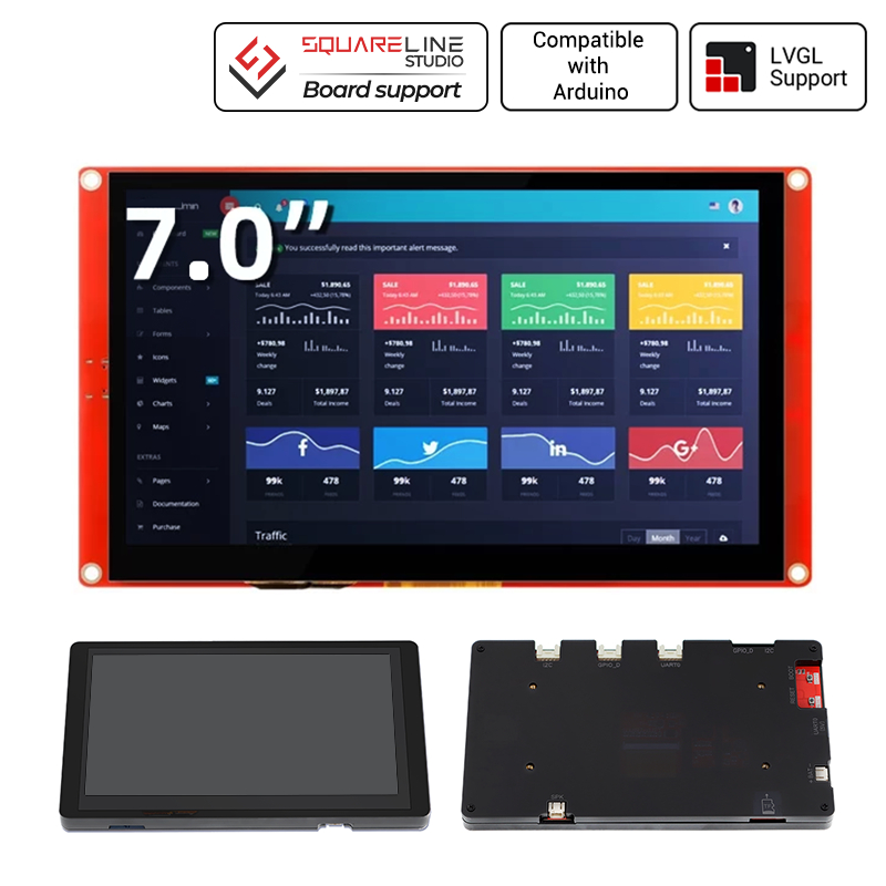 CrowPanel 7.0" -HMI ESP32 Display 800x480 RGB TFT LCD Touch Screen Compatible with Arduino/LVGL ...