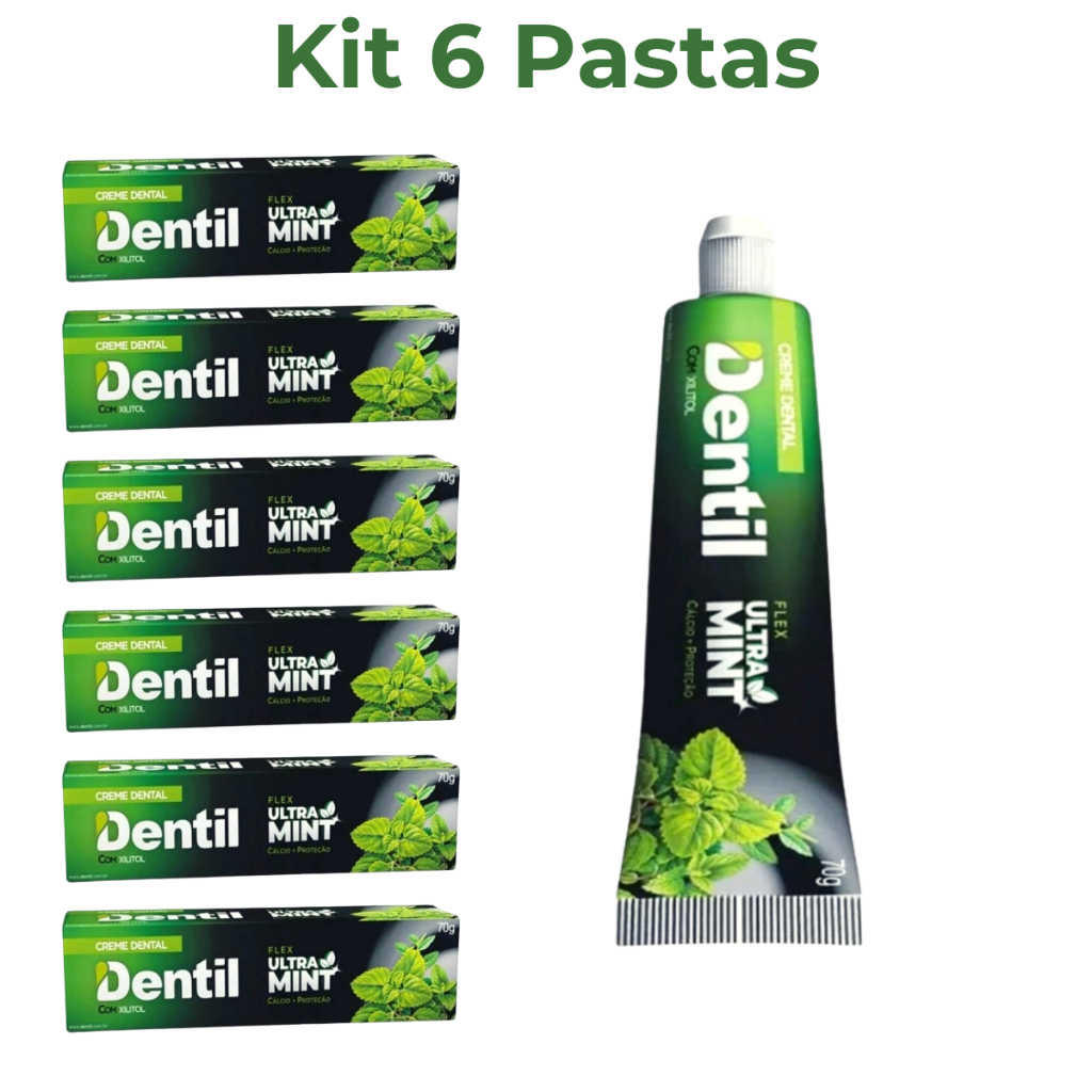 Kit 6 Creme Dental Dentil Ultra Mint Com Xilitol Sem Flúor Menta ...