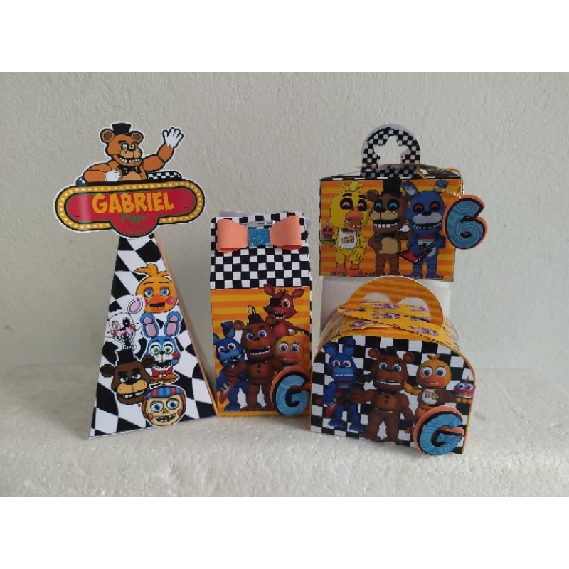 PEGUE E MONTE Personalizados Fnaf 40 peças lembrancinhas caixinhas de ...