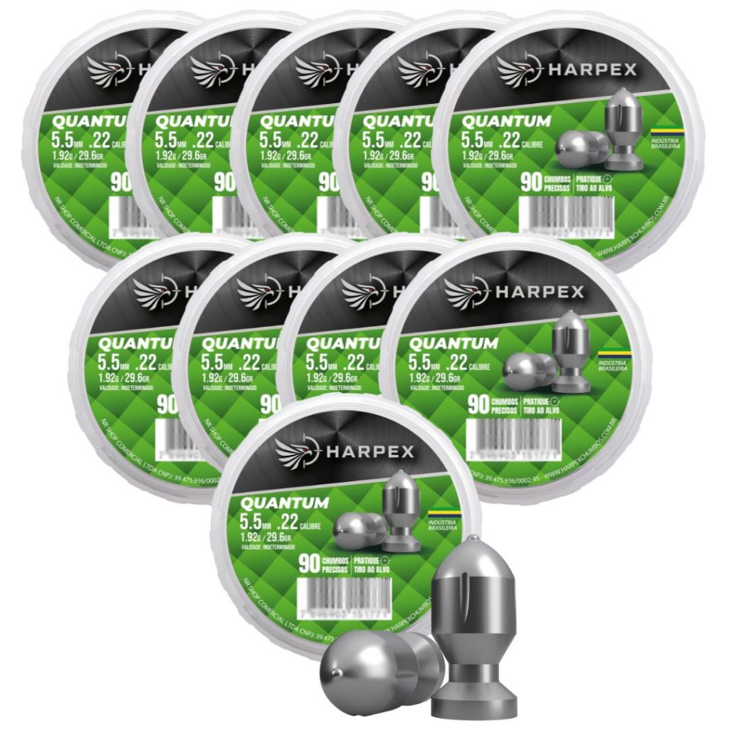 Chumbinho Pressão Harpex Quantum 5.5mm Carabina - Kit 5 / Kit 10 ...