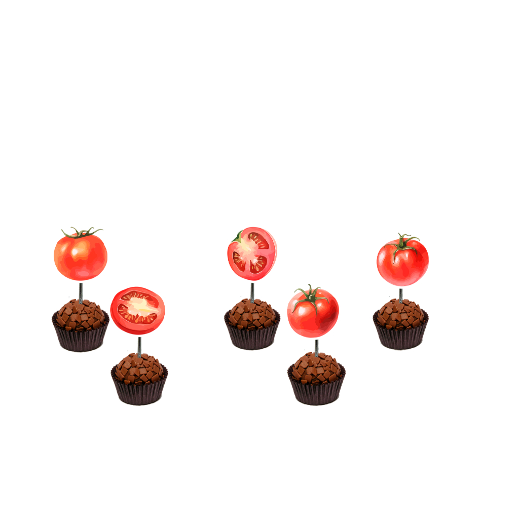 50 topper plaquinhas para doces tomate vermelho | Shopee Brasil