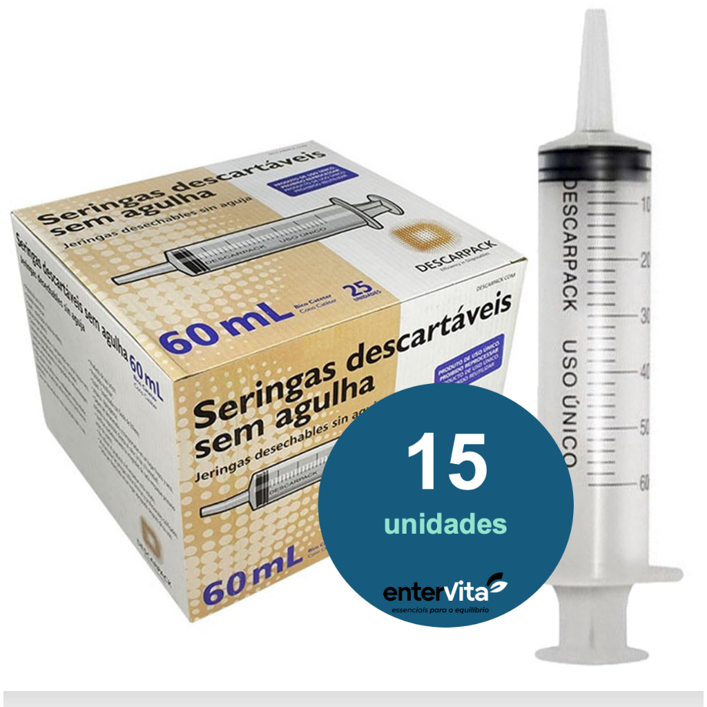 Kit Atacado - Seringa 60ML Luer Slip Descarpack (Sem Agulha) BICO ...