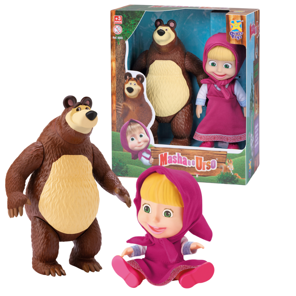 Bonecos Masha E O Urso Em Vinil Articulado Original Licenciado Divertoys | Shopee Brasil
