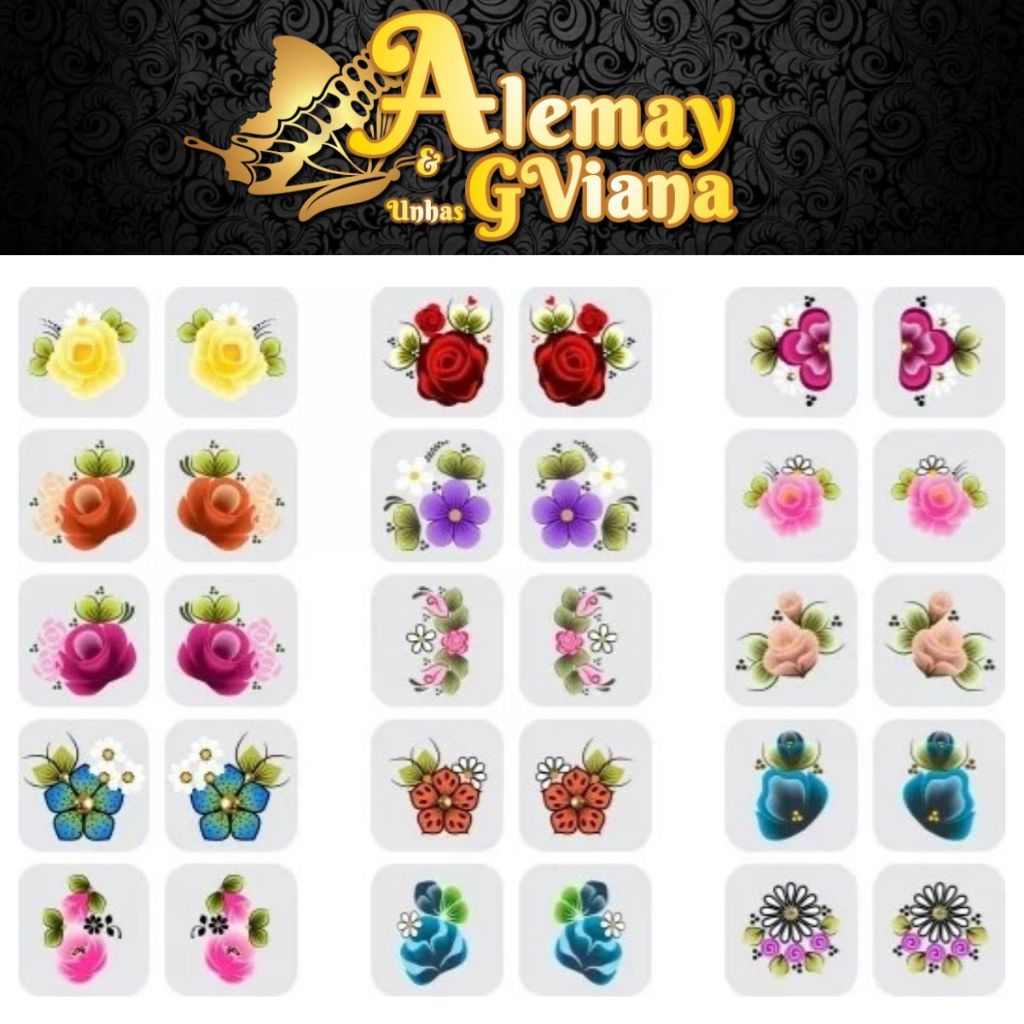 100 Adesivo de Unha 3D Pré Pronta Para as Mão Pés Nail Art - Alemay e ...