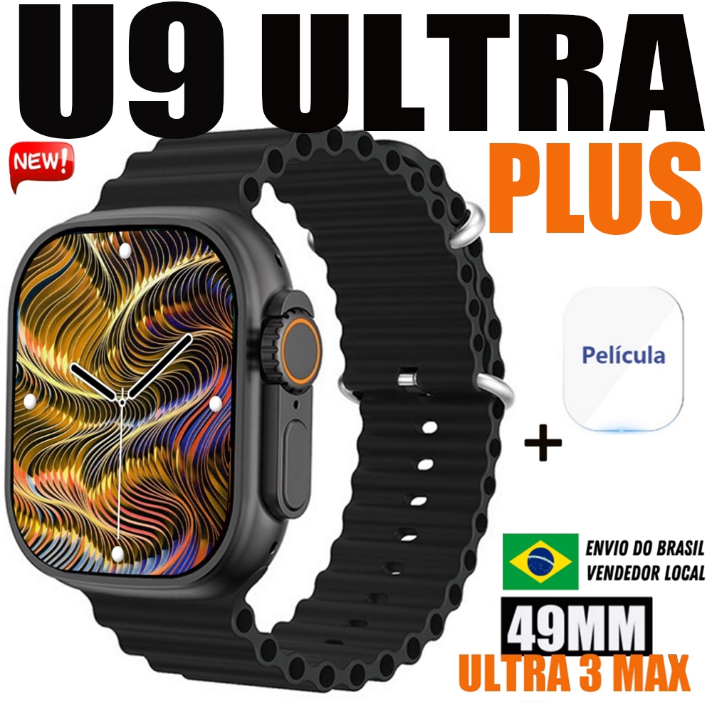 2025 Novo Smartwatch Watch U9 ULTRA PLUS Série 9 Super Amoled Prova D ...