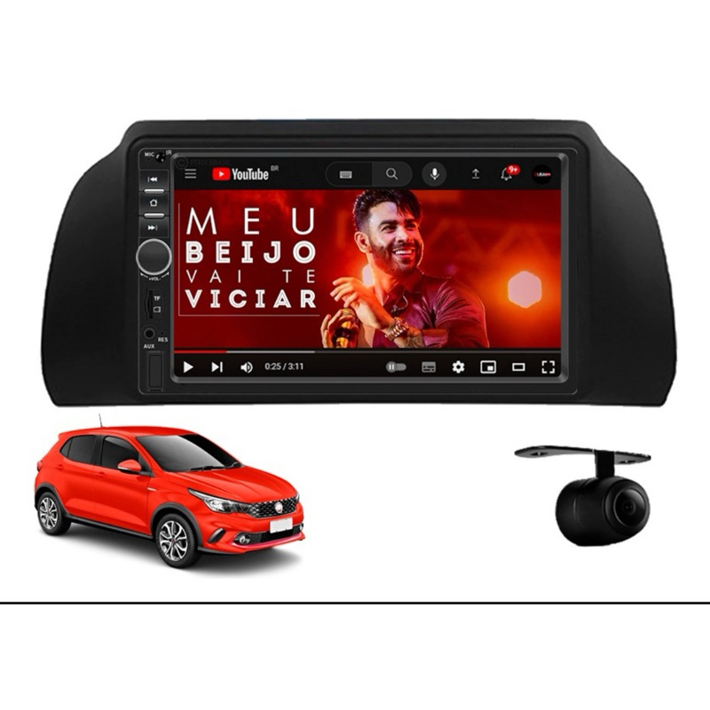 Kit Central Multimidia Mp5 Fiat Argo Cronos Espelhamento Bluetooth USB + Moldura + Camera de re ...