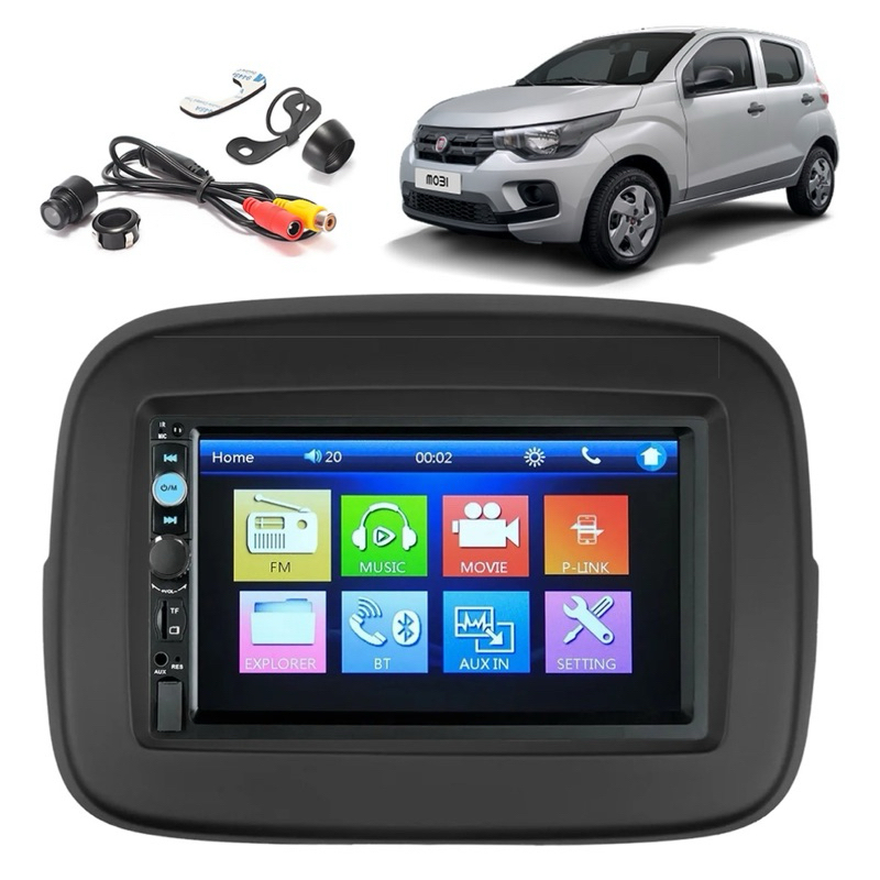 Central Multimidia Fiat Mobi 2017 2018 2019 2020 2021 2022 Mp5 Moldura Câmera | Shopee Brasil