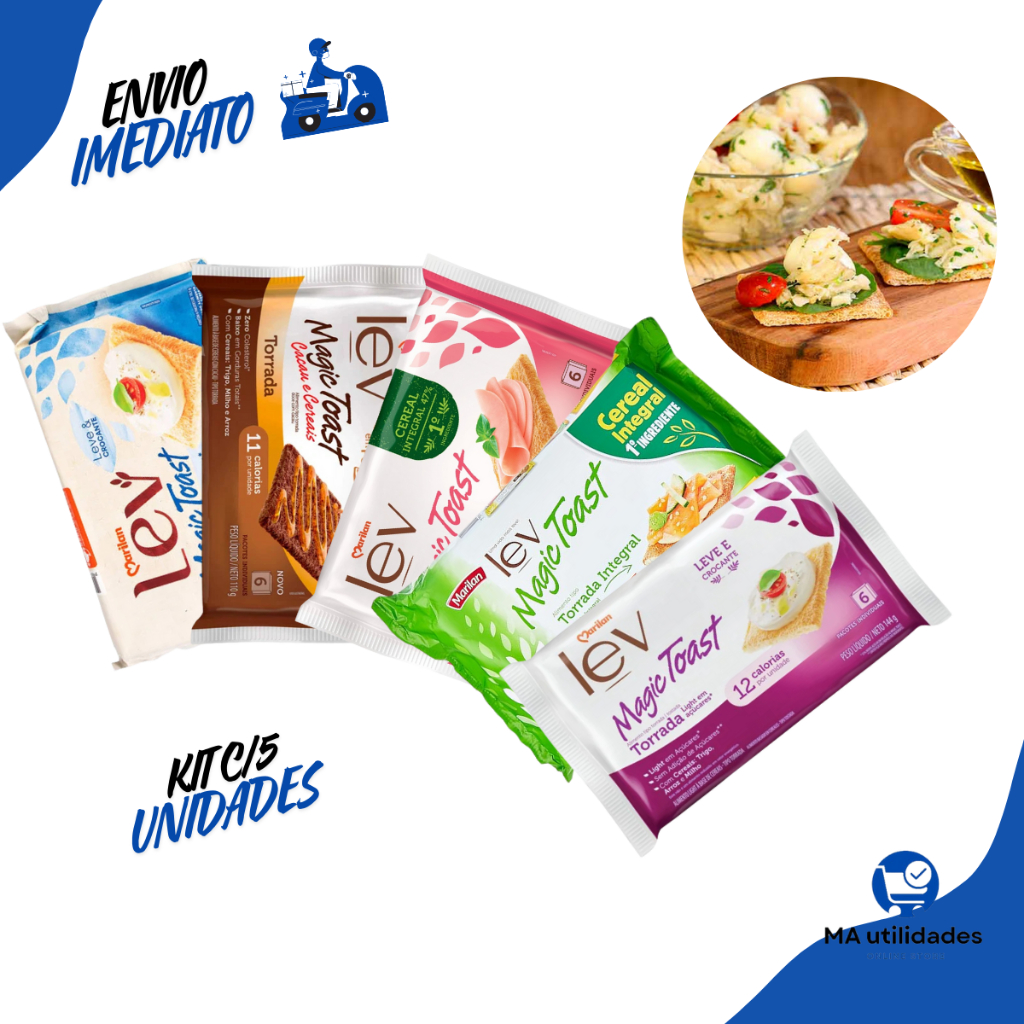 Kit Com 5 Pacotes Torradas Magic Toast Lev Marilan 110G Sabores ...