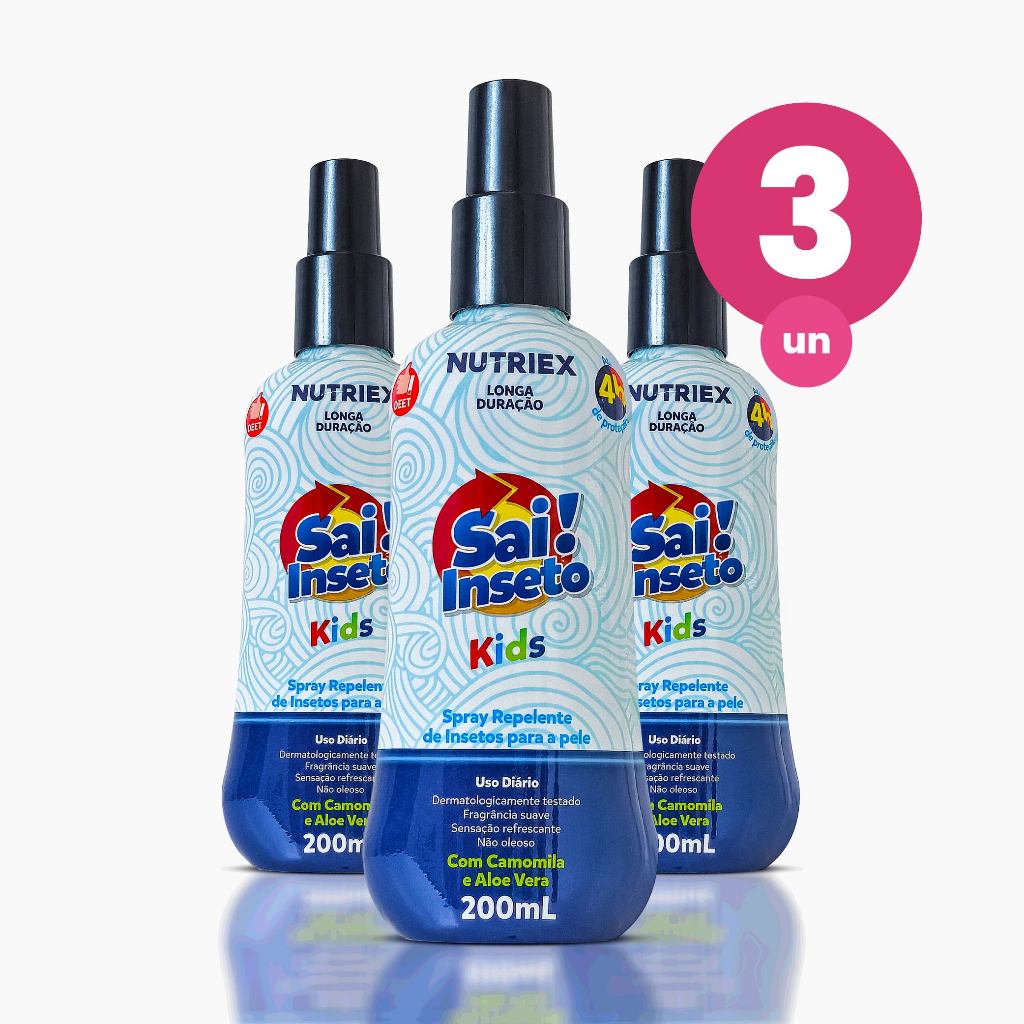 Kit 3 Repelente Infantil de Insetos Spray Sai Inseto Kids 4 Horas 200ml ...