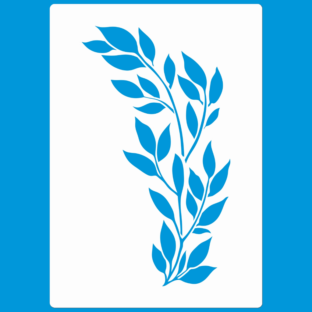 Stencil 21 X 29 RAMO DE FOLHAS G Molde Vazado Pintura Tecido Mdf Madeira Camiseta Pano Prato ...