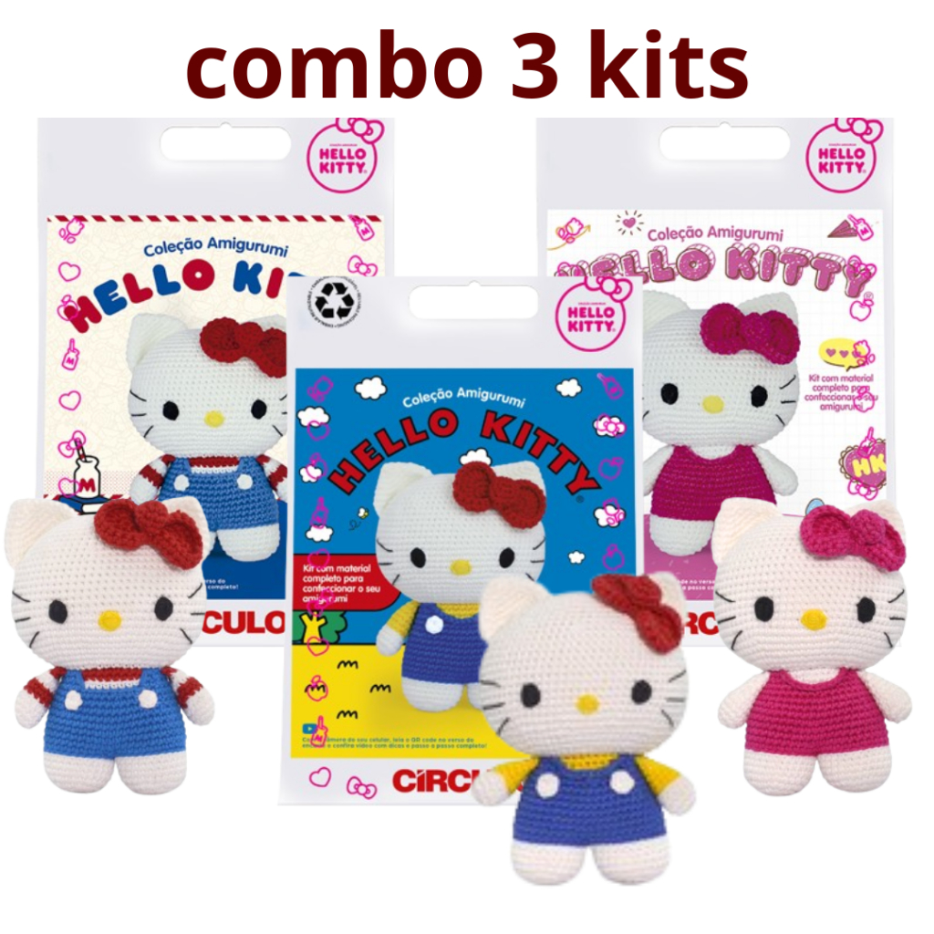 Combo 3 kits Amigurumi Coleção Hello Kitty - Circulo | Shopee Brasil