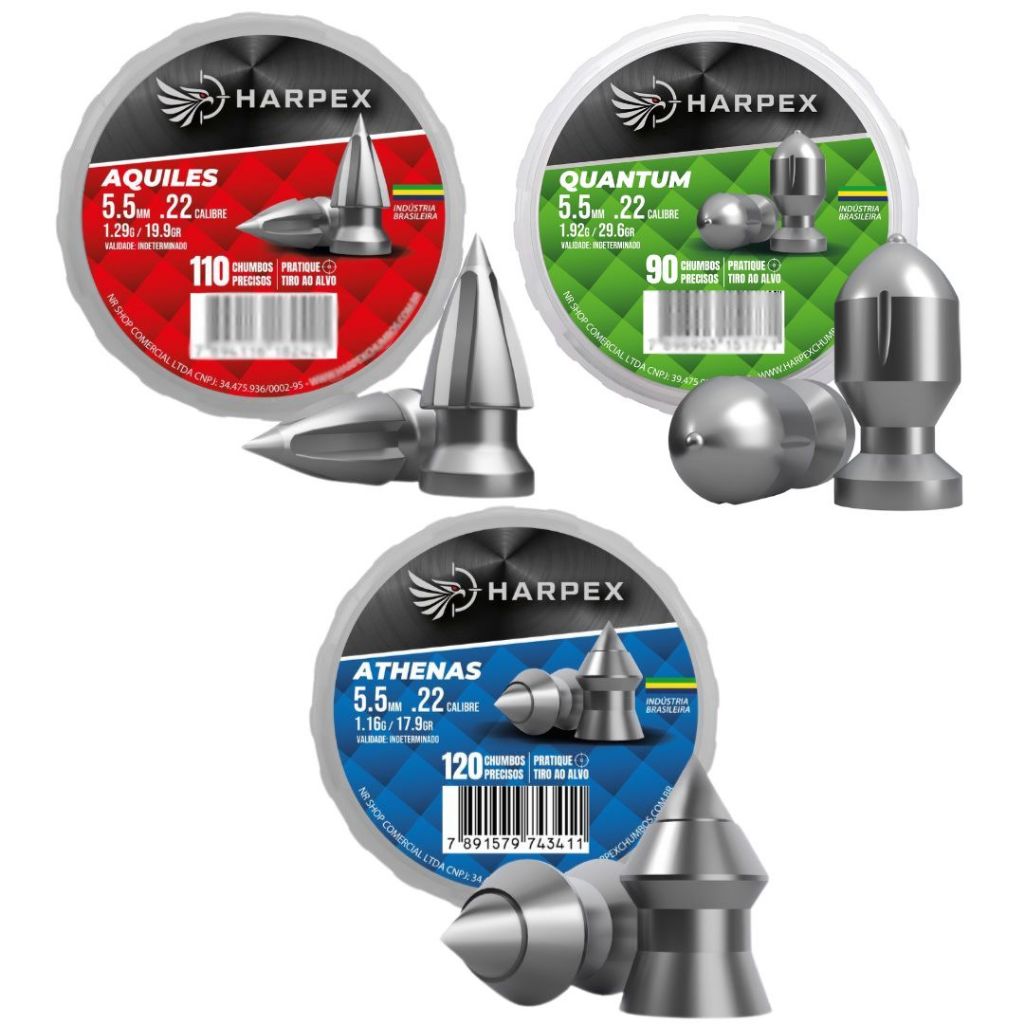 Kit 3 Chumbinho Harpex Aquiles Quantum Athenas 5.5mm 320 un | Shopee Brasil
