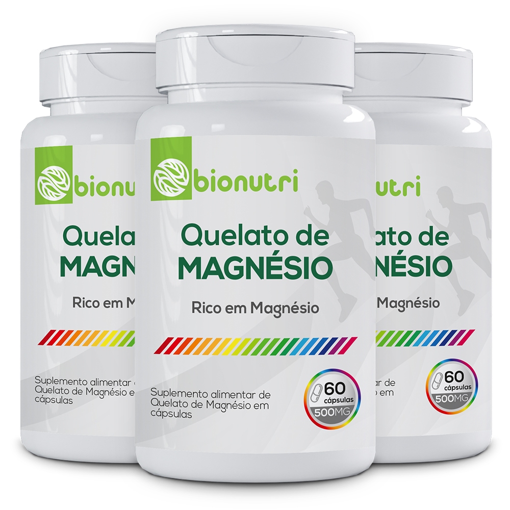 Kit 3x Quelato de Magnésio 60 Cápsulas 500mg Bionutri Suplemento e Vitaminas | Shopee Brasil