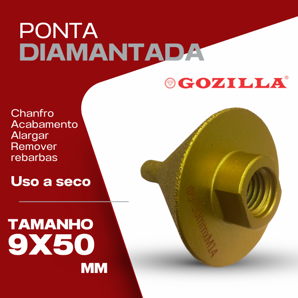 Broca chanfro cônica diamantada 50mm M14 porcelanato | Shopee Brasil