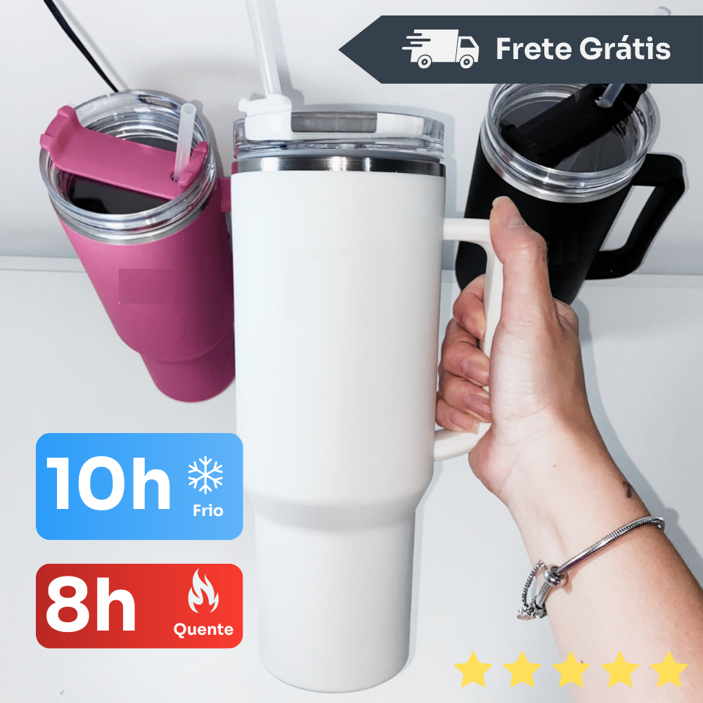 Copo Térmico Caneca 1200ml Logo Tampa e Canudo Garrafa Staley Academia ...