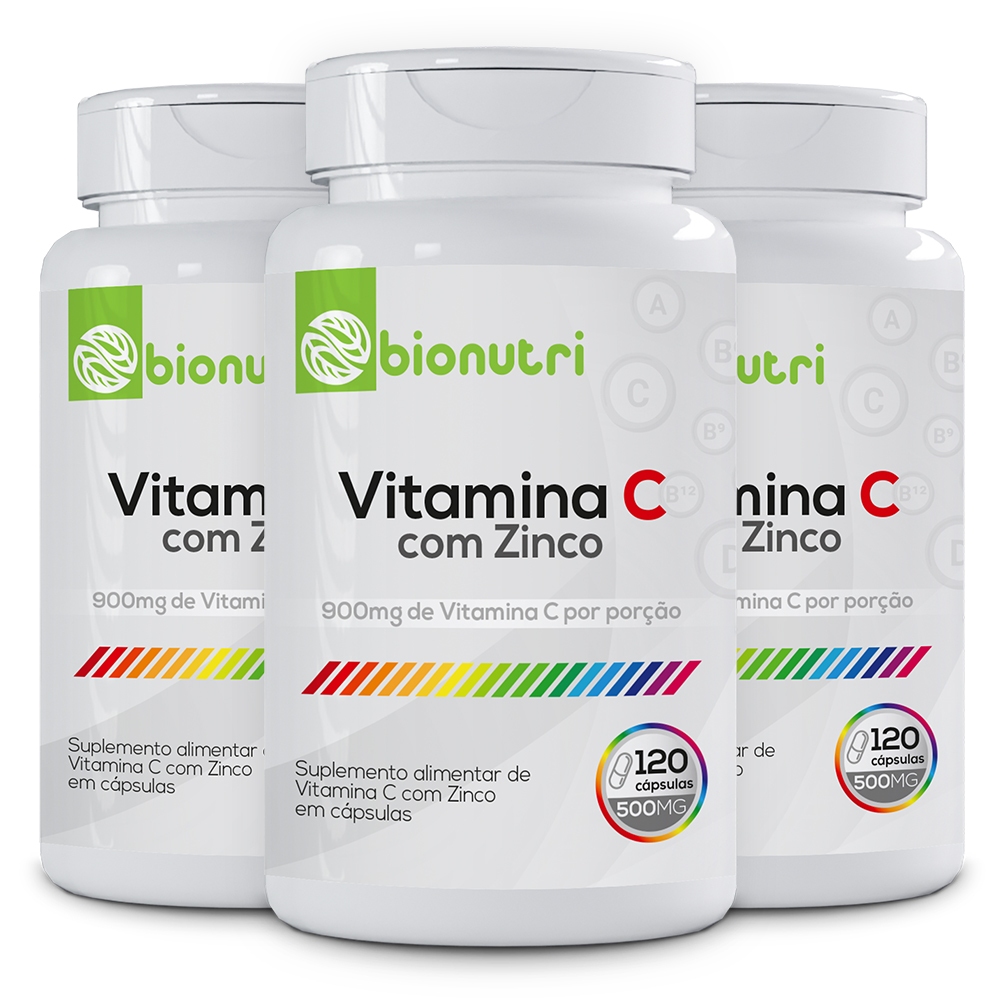 Kit 3x Suplemento Alimentar Vitamina C com Zinco (120 cápsulas ...