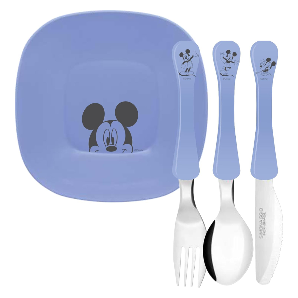 Kit Infantil Para Refeição - Talheres e 2 Pratos Mickey Disney | Shopee ...