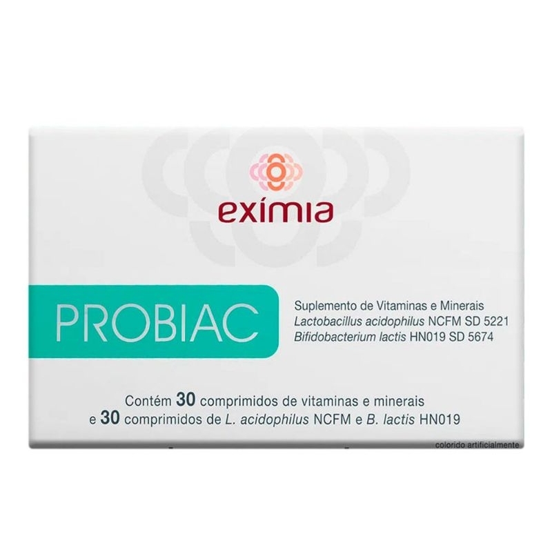 Suplemento Vitamínico Exímia Probiac - 30 Comprimidos Vitaminas e ...