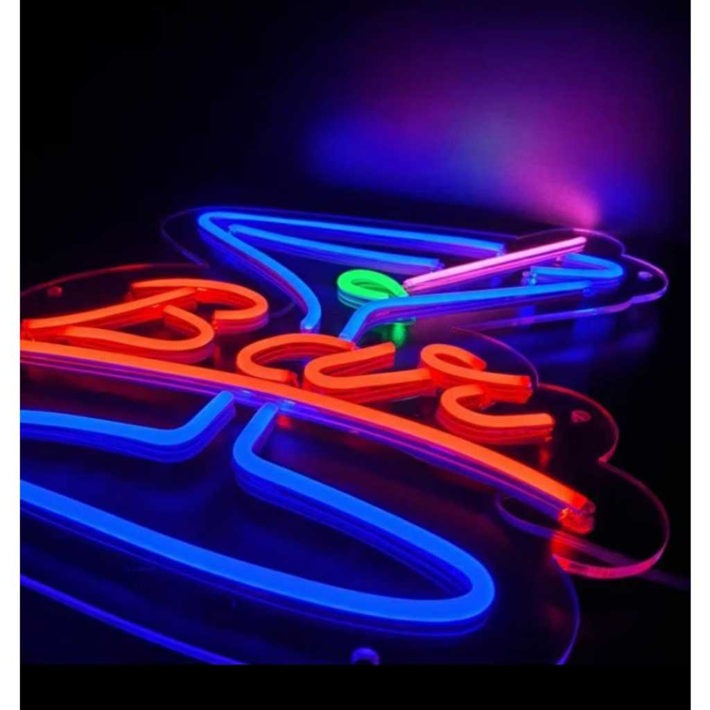 Placa Neon LED "Bar & Drink" 30x36cm Iluminação Decorativa para Bares e ...