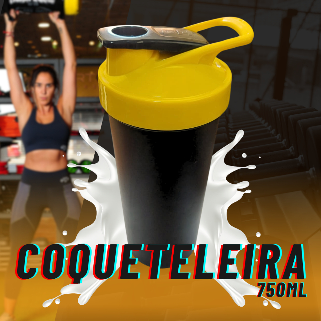 Coqueteleira shaker com misturador e peneira 750ml whey copo academia, shakeira garrafa squeeze ...