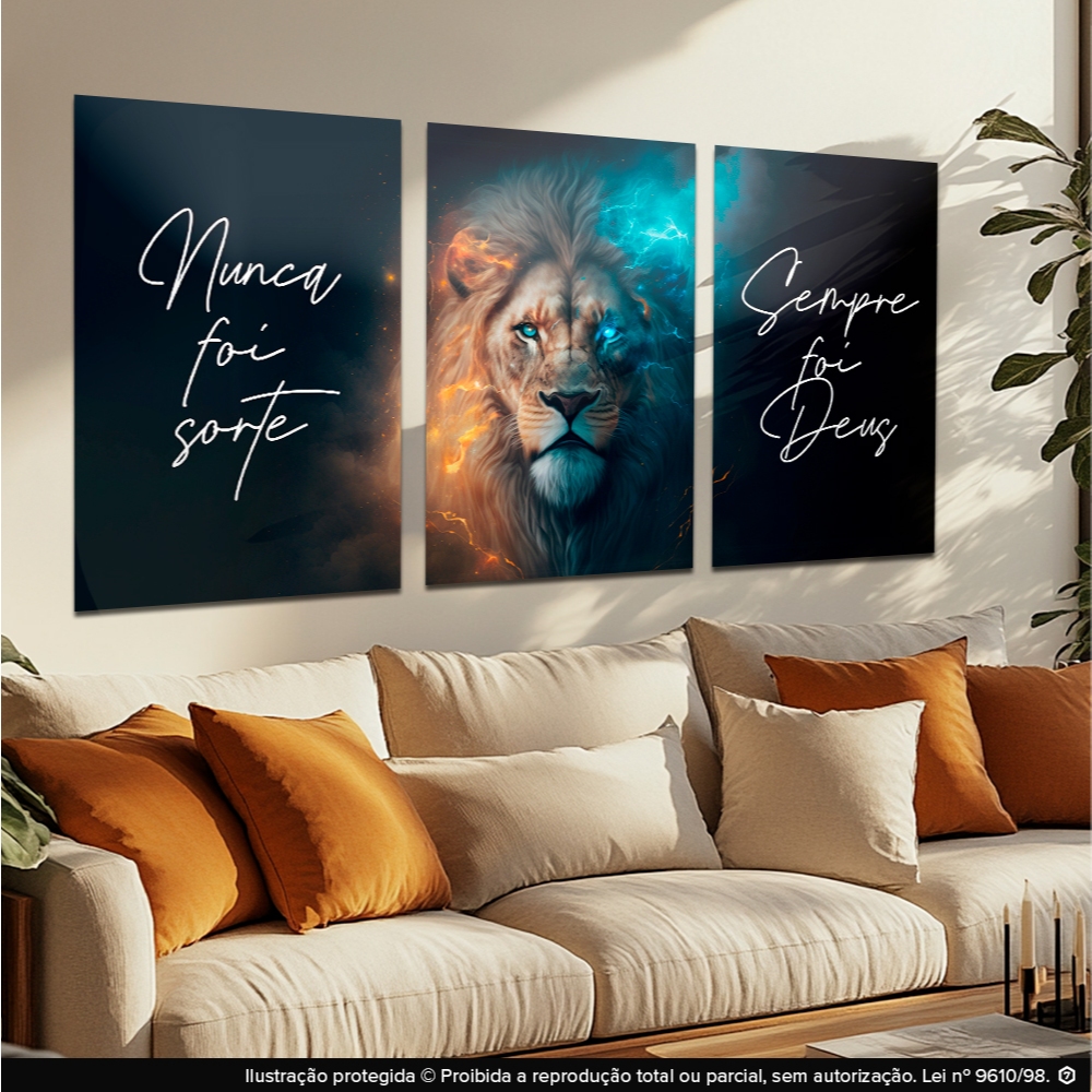 Quadro Leão de Judá Nunca Foi Sorte Sempre Foi Deus Religioso Fé ...