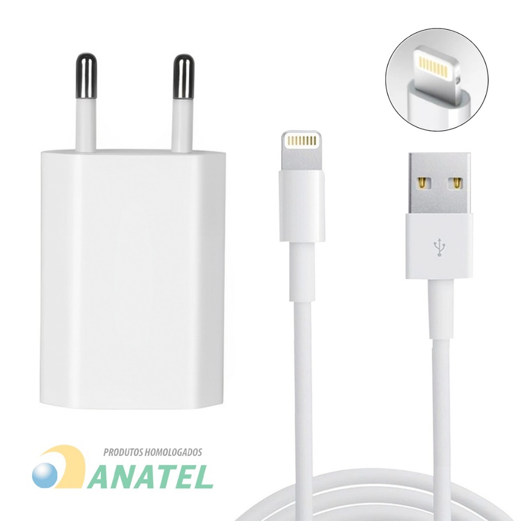 Carregador Celular Completo USB Lightining Compatível Para iPhone 5 6 7 ...