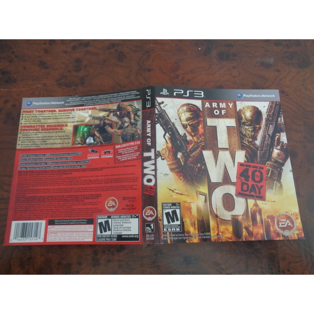 Army of Two - 40 Day - Encarte e Manual - PS3 | Shopee Brasil