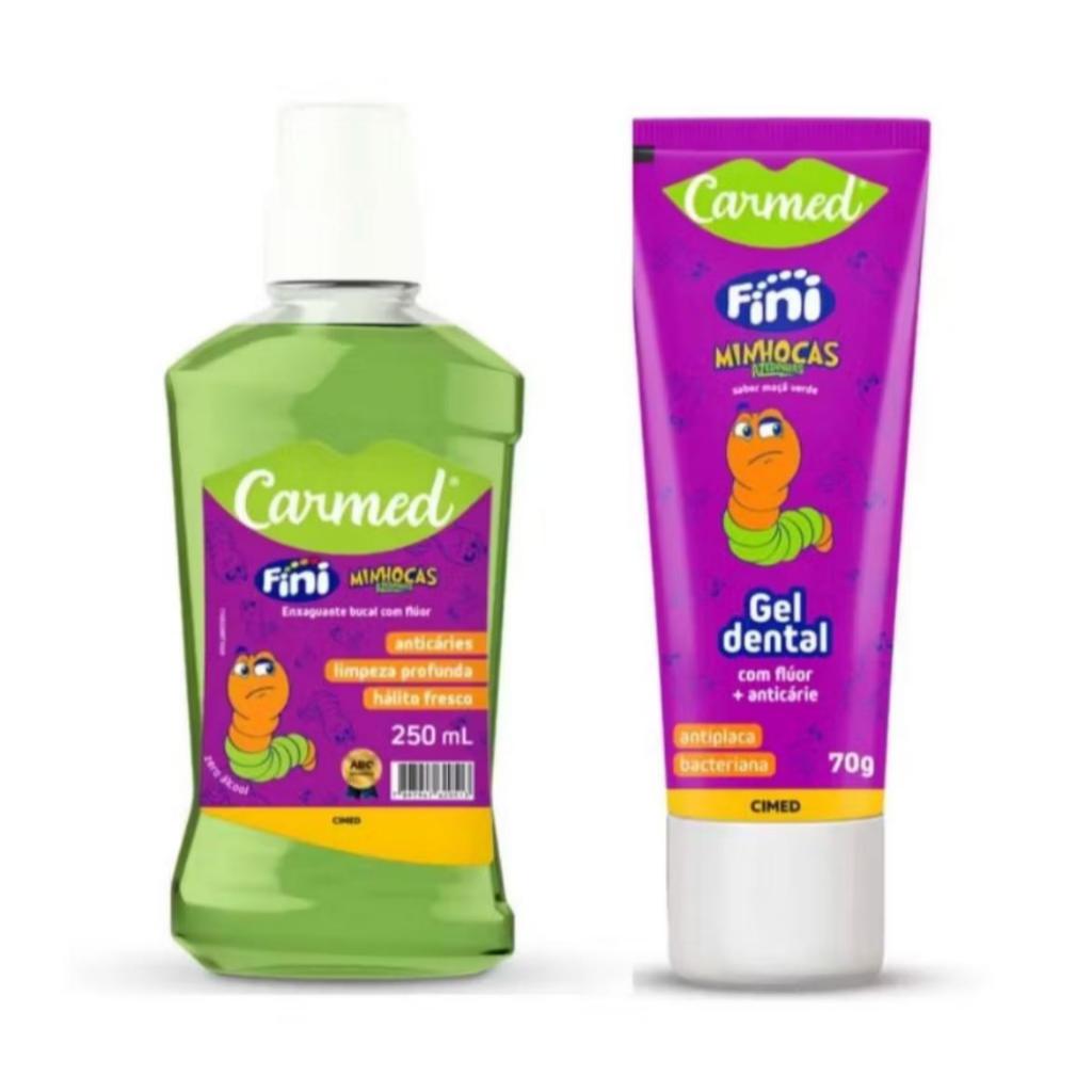 Kit Carmed Creme Dental e Enxaguante Bucal Carmed Fini Minhoca ...