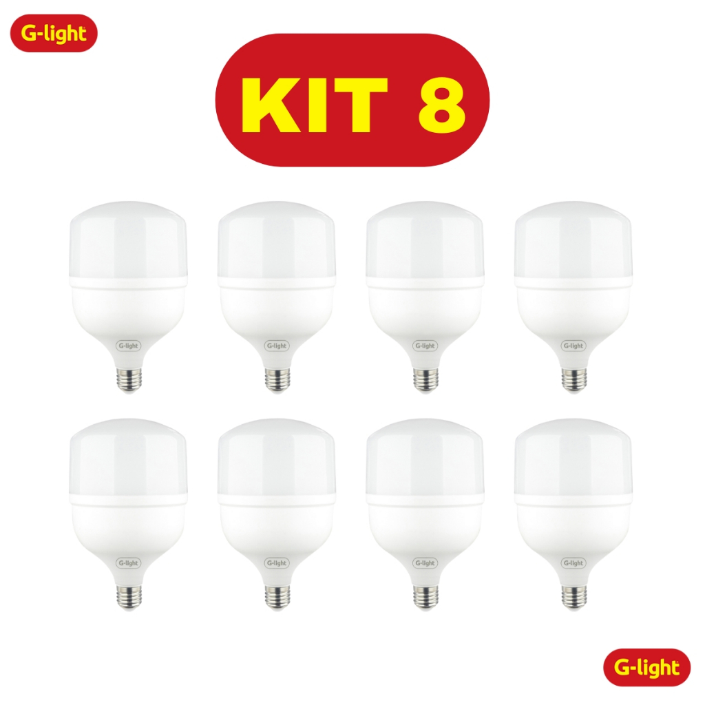 Kit 8 Lâmpadas Led Bulbo Alta Potência 50W 6500k Branco Frio E27 Bivolt Inmetro Econômica - G ...