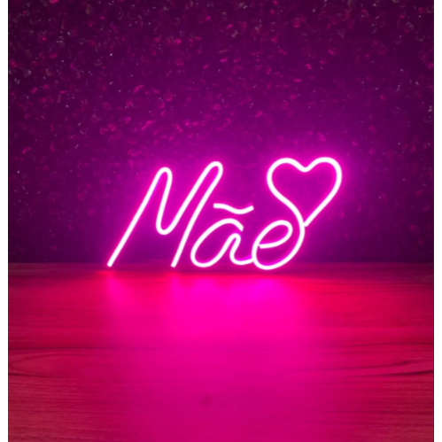 Painel Neon Led Placa Presente Mãe 60x30cm Cor Rosa Bivolt | Shopee Brasil