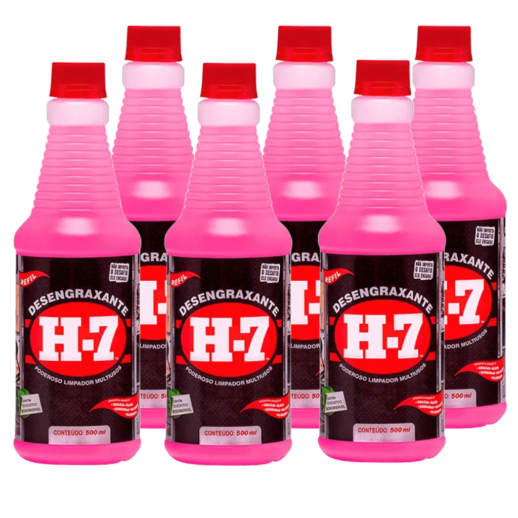 Kit 6 Desengraxante Removedor Multiuso Limpeza Pesada H-7 Refil 500ml ...