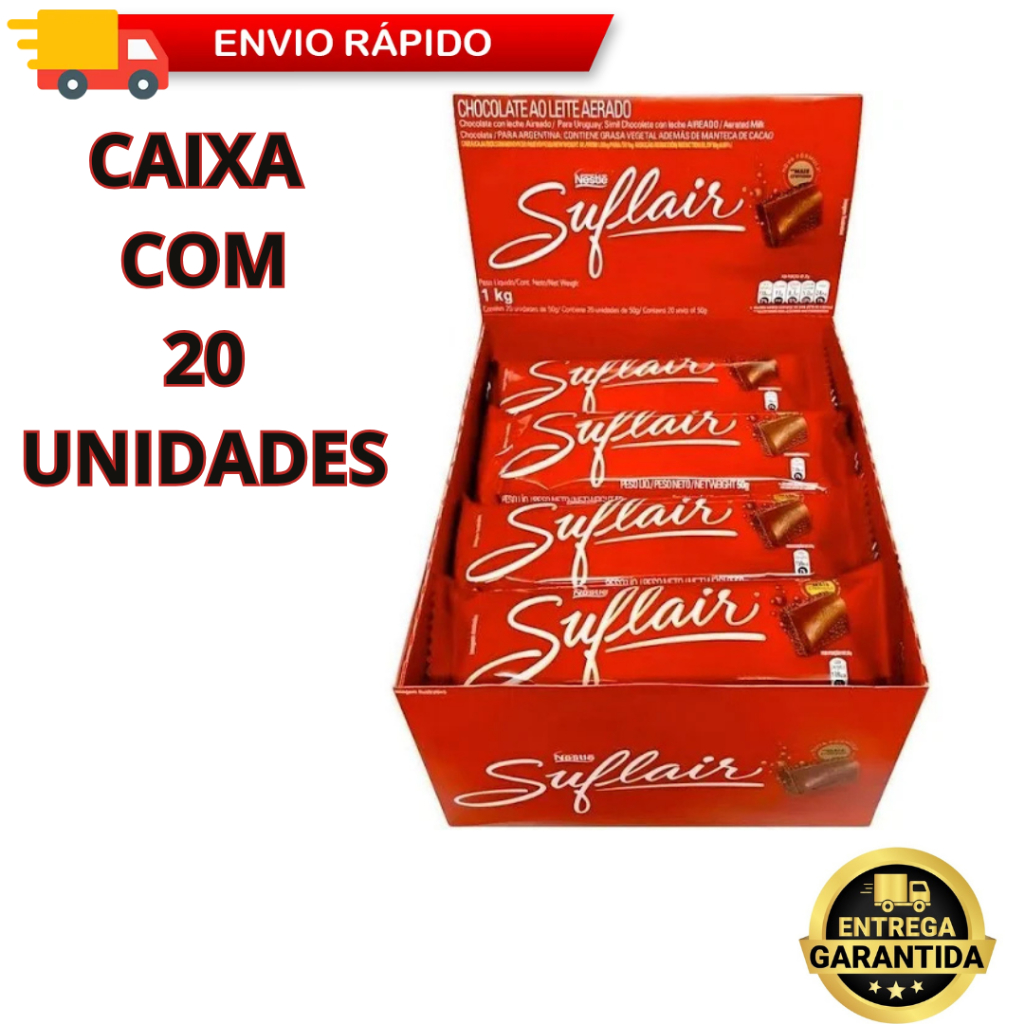 Chocolate Ao Leite Suflair Nestle 50g Aerado - Caixa Com 20 Unidades ...