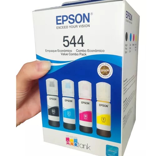 Kit 4 Refil Tinta Epson Original T544 P/ Impressoras L3150 L3250 L3110 L5190 L5290 L3210 L1250 ...