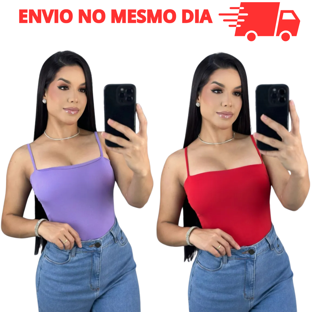 Body Reto Suplex Com Bojo Removível alcinha Tamanho Único Moda Feminina ...