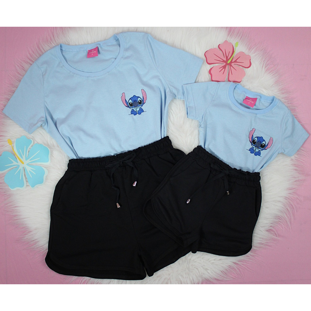 Kit Conjunto Verão Feminino Stitch: Roupa Tal Mãe Tal Filha, Estilosa E ...