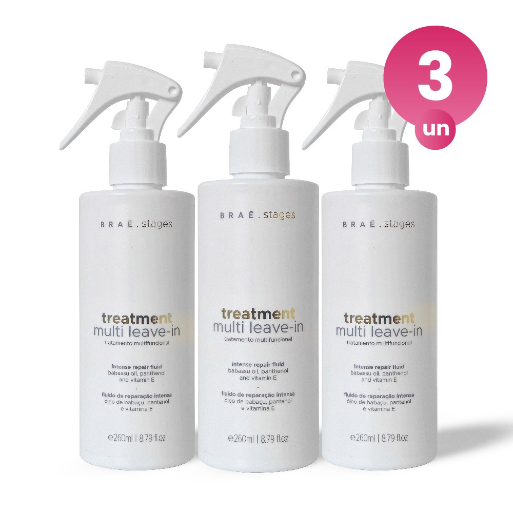 Kit 3 Leave in Spray Braé Stages Treatment Multi Leave-in Fluido de ...