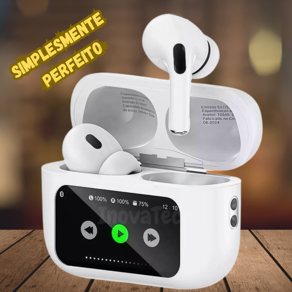 Fone Bluetooth WT-5 | Smart Case com Tela LCD | Conectividade Avançada ...