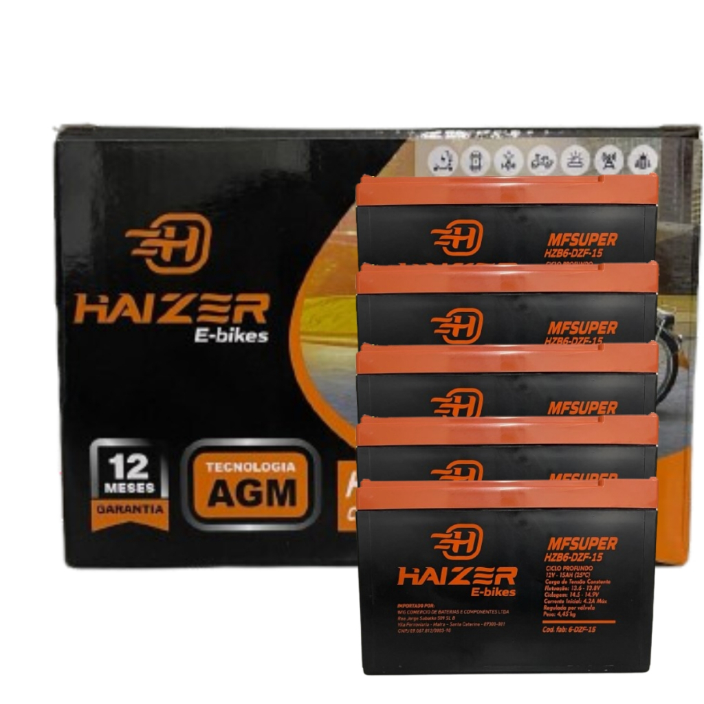 Kit de 5 Baterias Haizer Bicicleta Bike Scooter Patinete Elétrica 60V ...