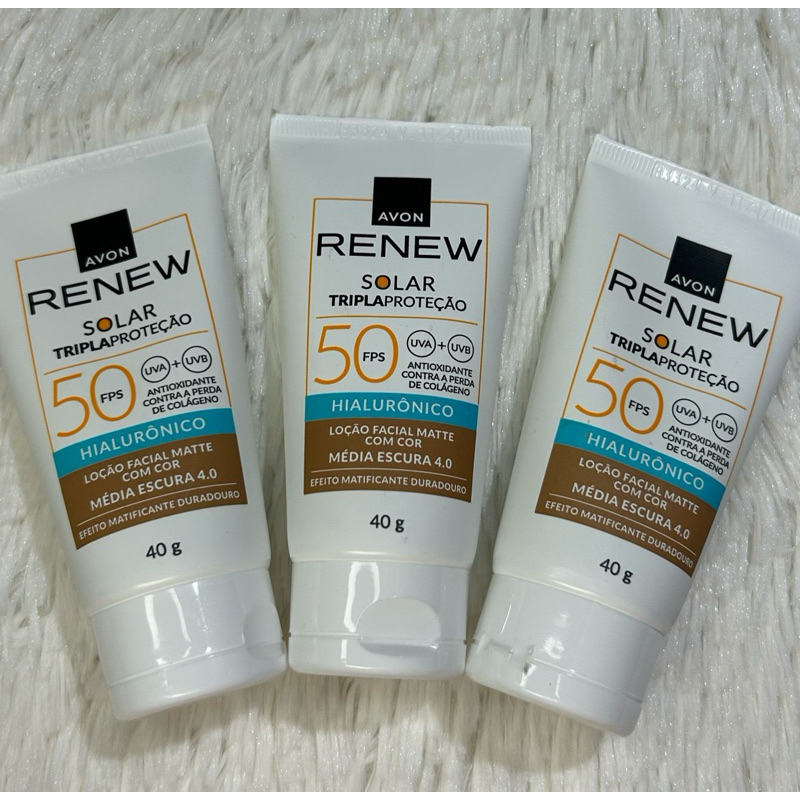 Kit 3 Protetor Solar facial Renew fator 50 FPS Cor Média Escura 4.0 ...