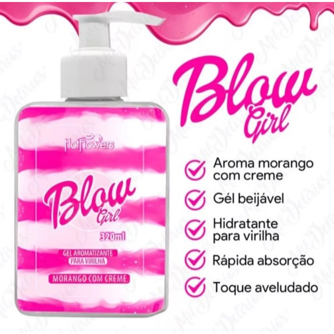 Gel Íntimo Comestível Blow Girl 320ml Hidratante Aromatizante Beijável ...