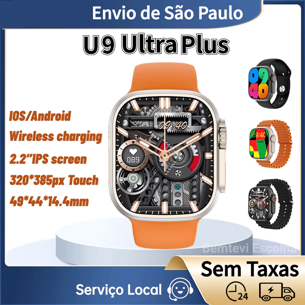 2025 Novo U9 Ultra Plus Relógio Smartwatch Relógio Série 9 Bússola 2.2 ...