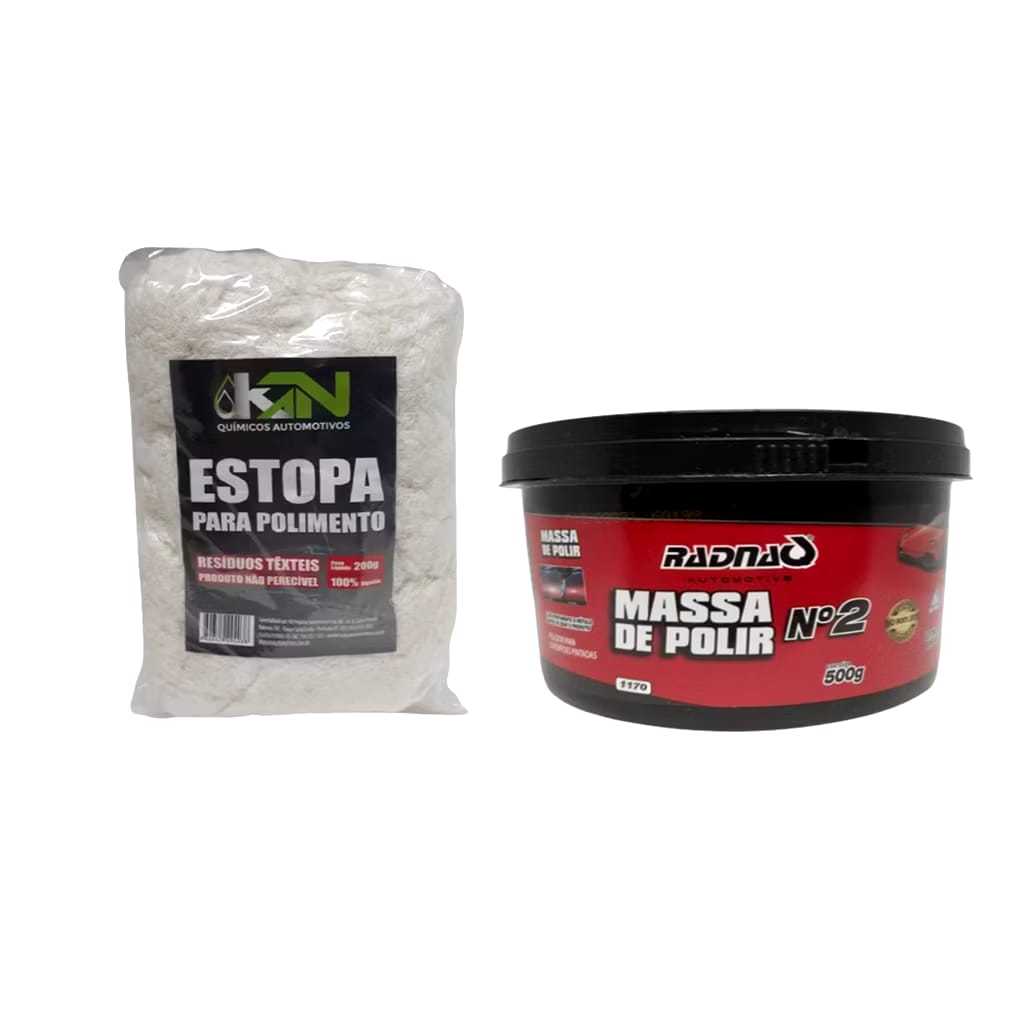 Kit Massa Tira Risco E Da Brilho De Polir N°2 Radnaq + Estopa 150g | Shopee Brasil
