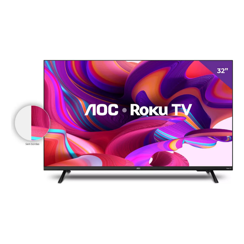 Smart Tv 32 polegadas Hd Roku Tv 32 Preta Aoc Bivolt | Shopee Brasil