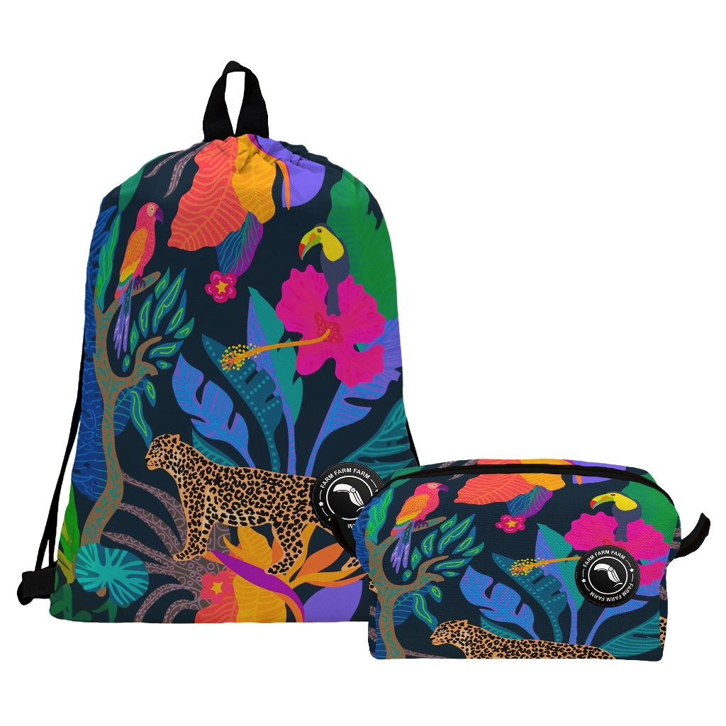 Kit Farm Saco Saquinho Estojo Necessaire Onça Estampada Lançamentos ...