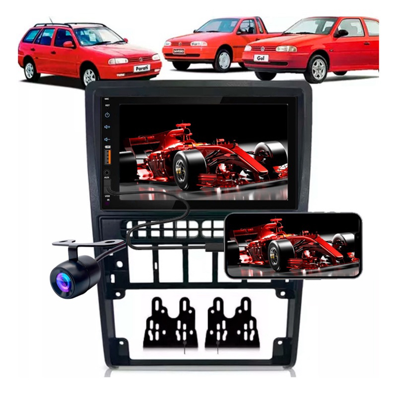 Kit Central Multimidia Gol G2 Parati G2 Saveiro G2 1995 ate 2002 + Camera de ré + Moldura ...